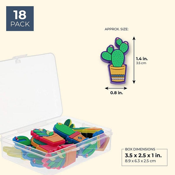 Paper Junkie 18-Pack Decorative Cactus Push Pin Thumb Tack, 6 Designs,
